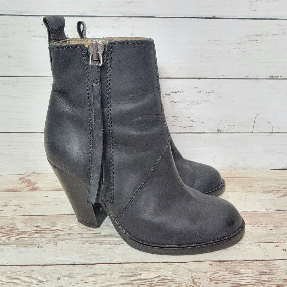 Acne Pistol Black Leather Ankle Boots - Gem